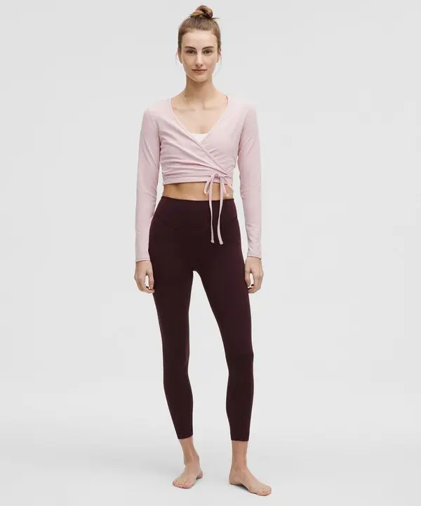 Lululemon Nulu Cropped Wrap Long-Sleeve Top - Pink Haze | Editorialist